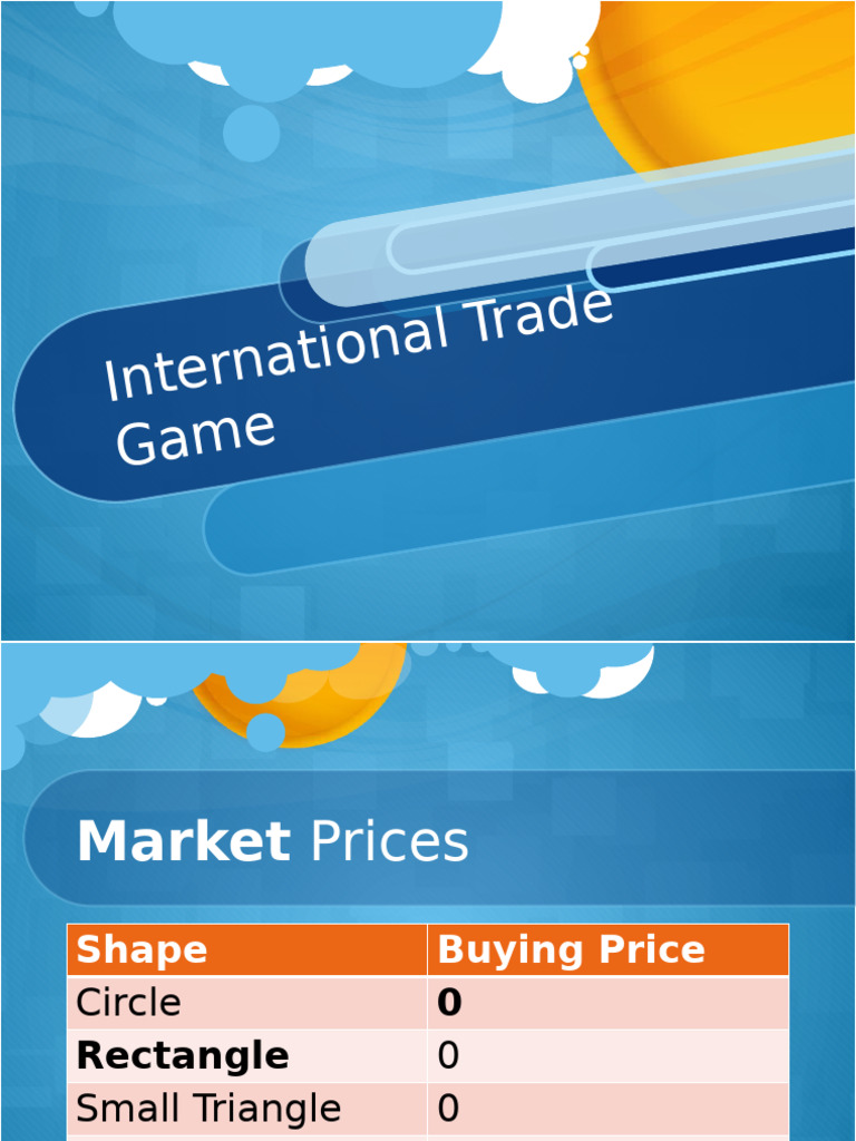 Assignment 1 International Trade Game | PDF | Market (Economics) | Prices