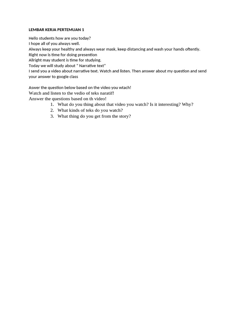 Lembar Kerja Pertemuan 1 | PDF