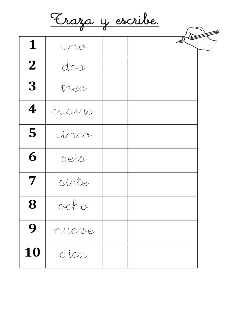 Traza y Escribe Números Del 1 Al 20 | PDF