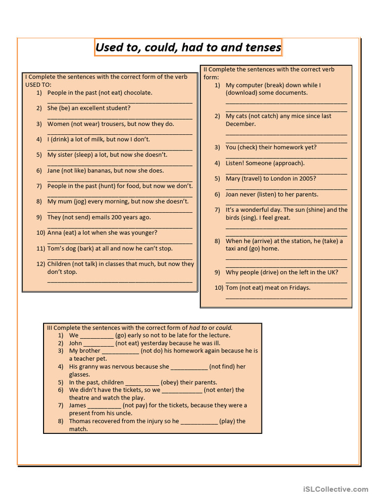 Used To, Had - Could, Tenses | PDF