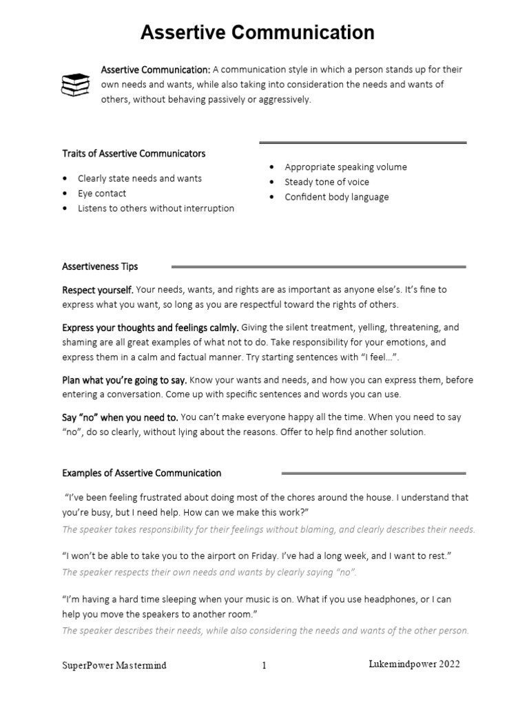 Assertive Communication | PDF | Social Psychology | Psychological Concepts
