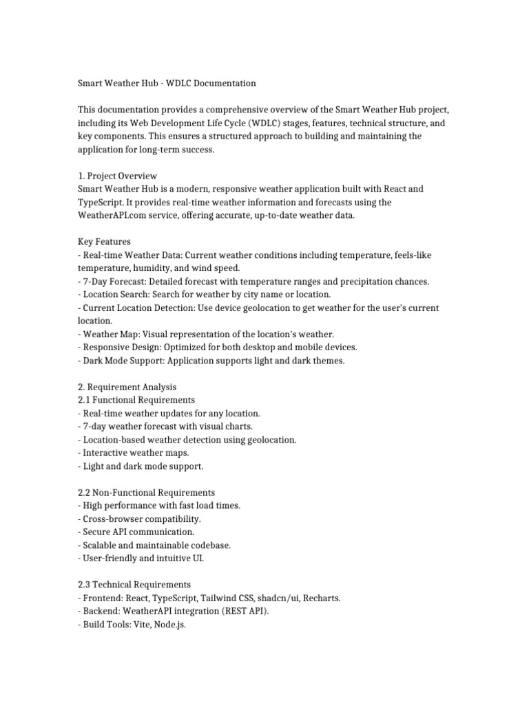Smart Weather Hub WDLC Overview | PDF | Software Engineering ...