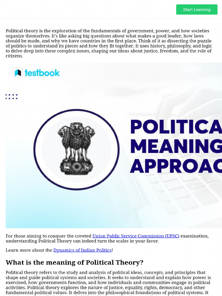 Political Theory - Scope, Meaning and Approaches - For UPSC. | PDF