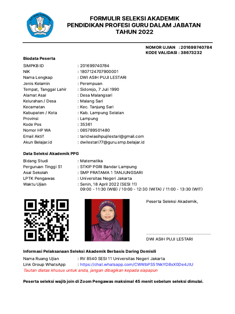 Kartu Ujian Akademik Dwi Asih Puji Lestari 2204120642 | PDF