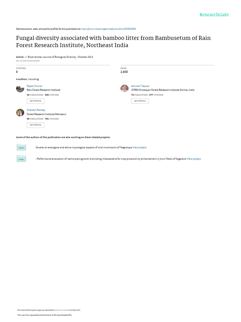 Fungal Diversity Associated With Bamboo Litter From Bambusetum of Rain ...