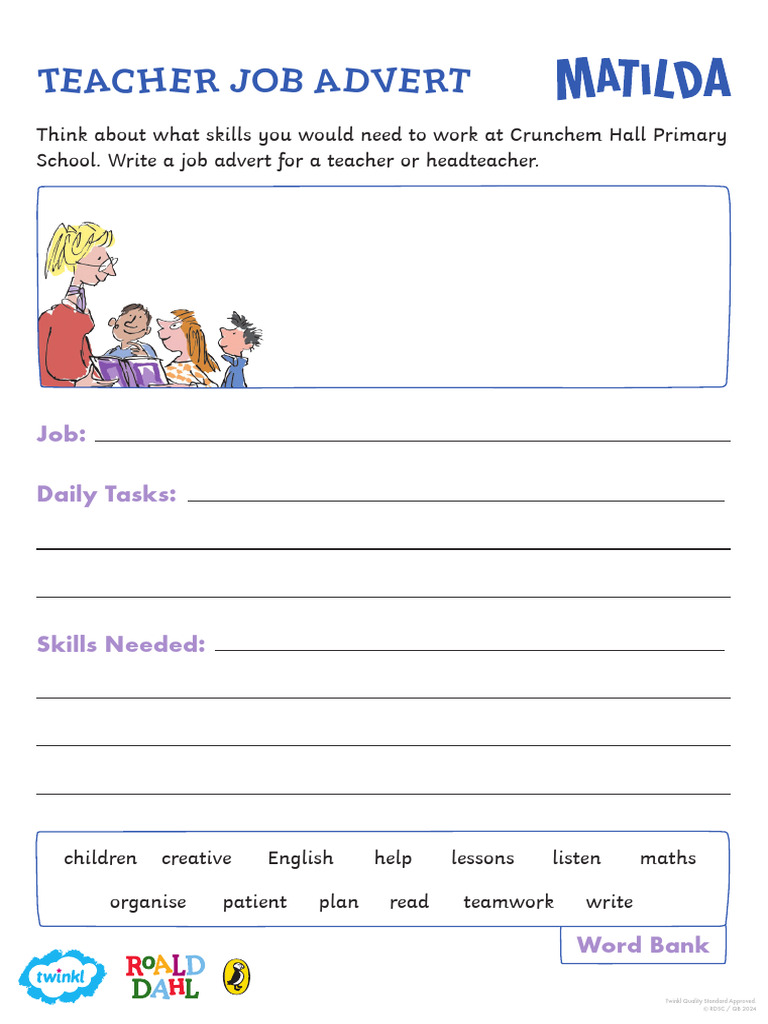 T e 1718717566 Matilda Teacher Job Advert Activity Ver 1 | PDF