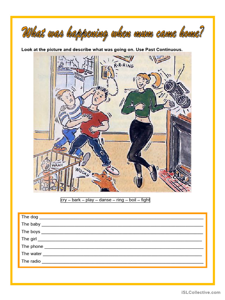 Past Continuous Activities Exercise | PDF