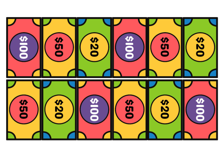 Play Money Mathematics Flashcards in Colorful Lined Style | PDF