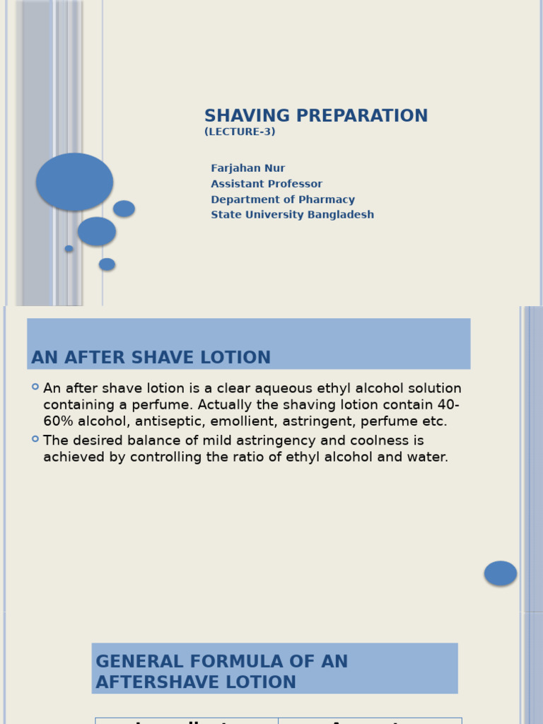 Shaving Preparation Lecture-3 | PDF | Ethanol | Chemical Compounds