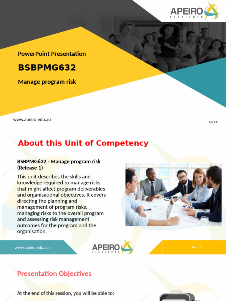 BSBPMG632 - Powerpoint - Rev 1.0 | PDF | Risk | Risk Management