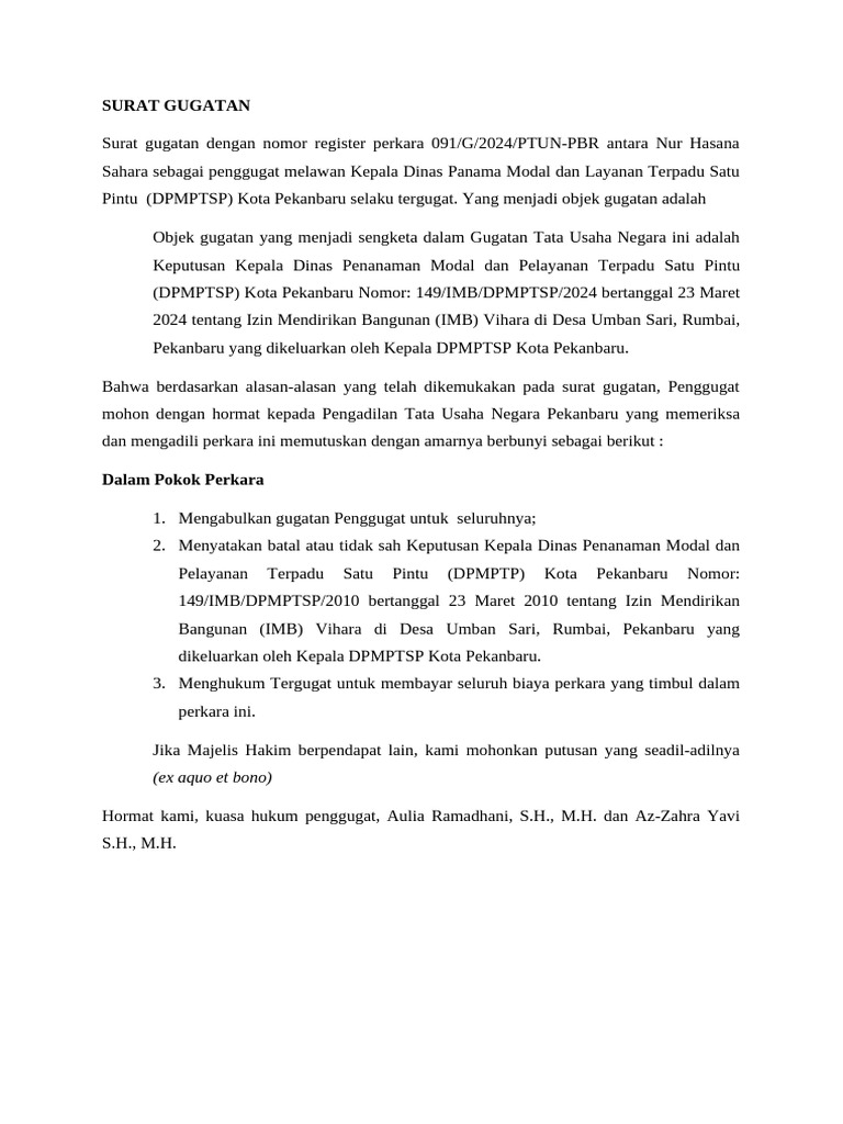 Surat Gugatan Ptun | PDF