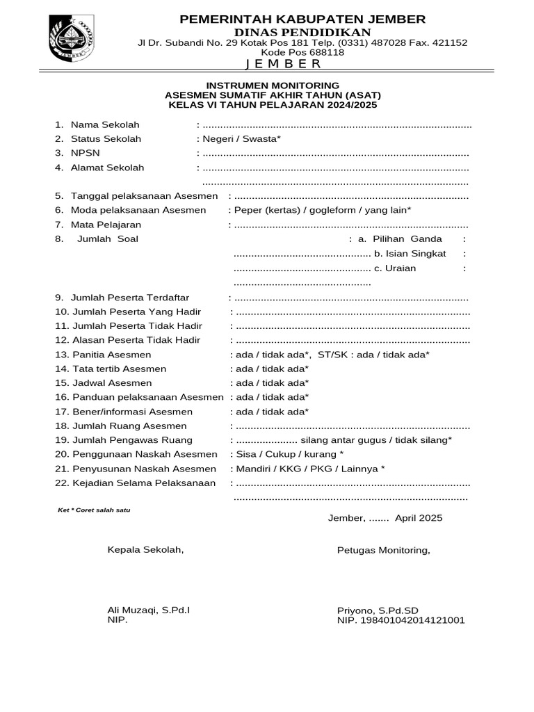 Instrumen Monev ASA 2025[1] | PDF