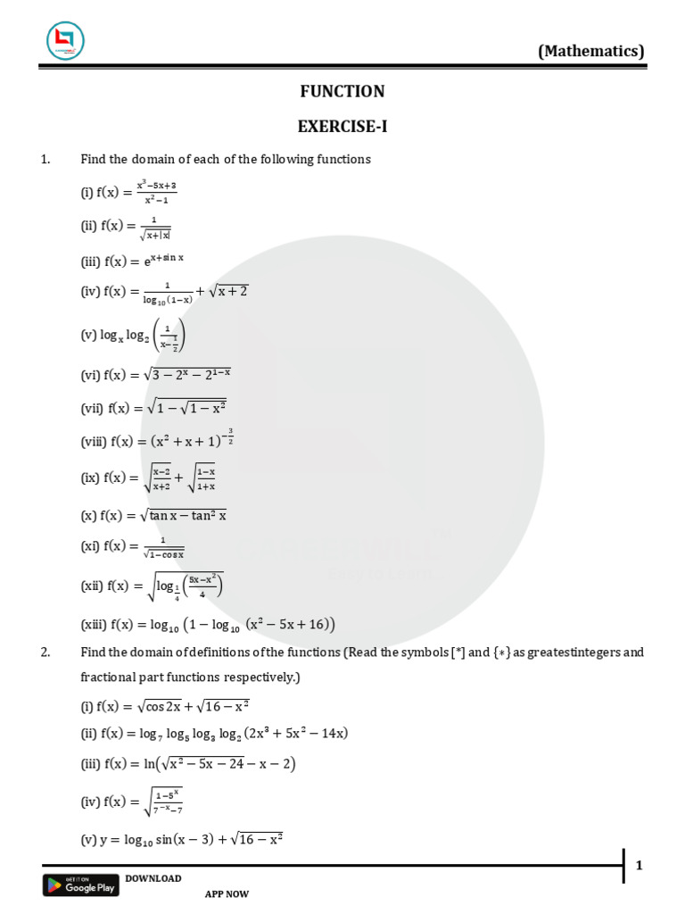 Questions - Based On Domain and Range | PDF | Mathematics | Mathematical Analysis