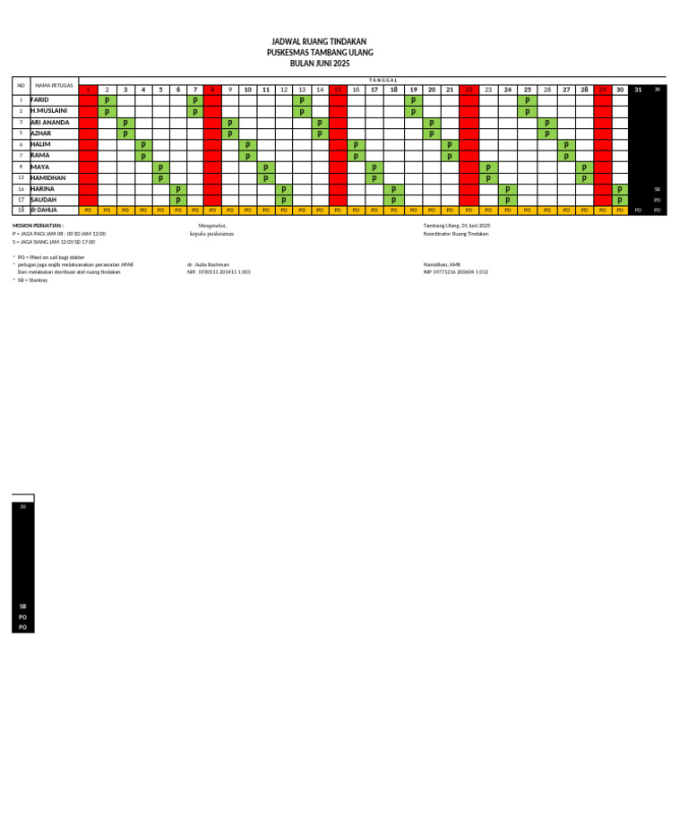 Jadwal Ugd PKM Tbu Juni 2025 | PDF