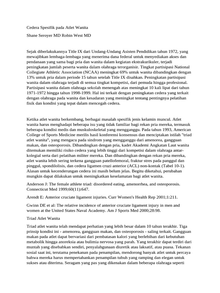 Translate Tugas Pak Hadi Cedra Spesifik Pada Atlet Perempuan | PDF