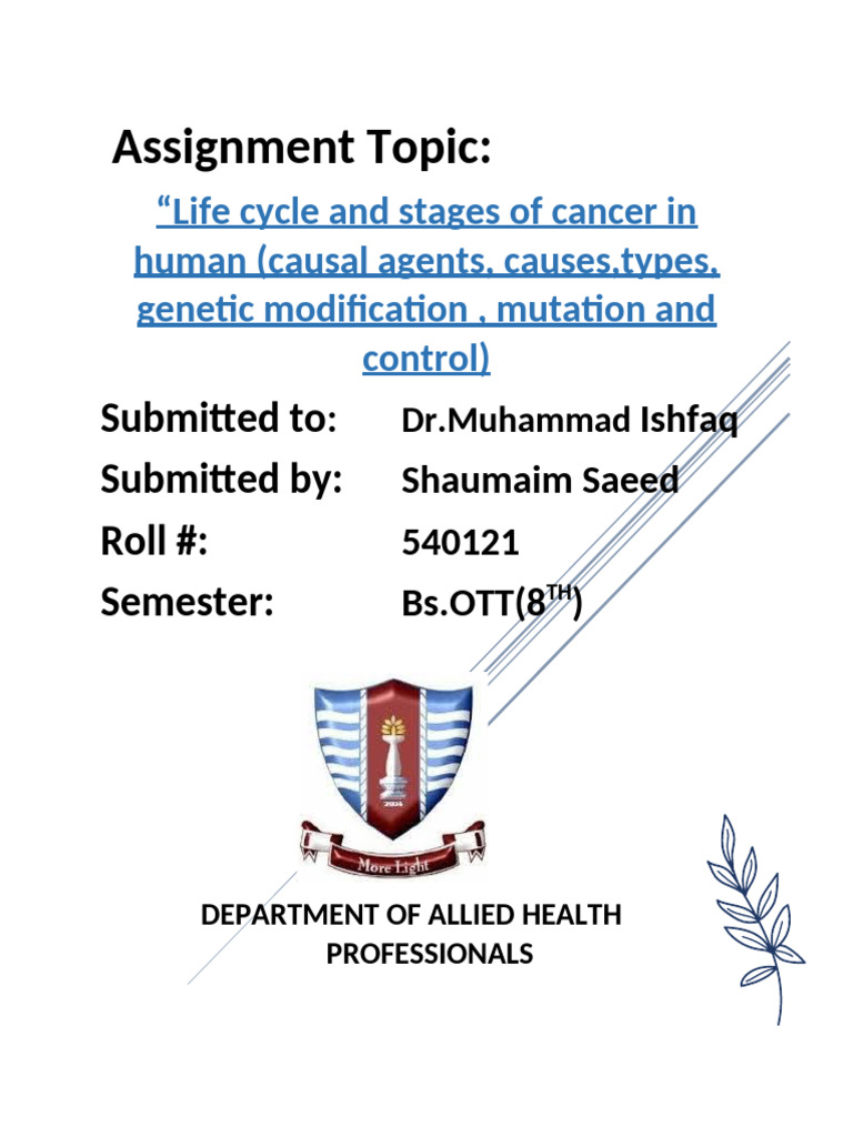Cancer #540121 Assignment by Shaumaim Saeed | PDF | Cancer | Epithelium