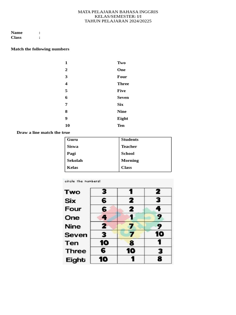 Uts - Smster 1 - Class - 1 - 2024 - 2025 | PDF
