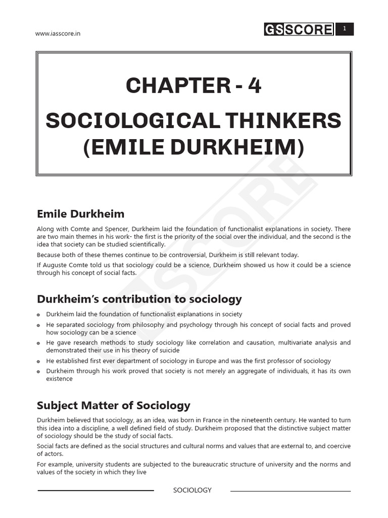Paper1 T04P2 Emile Durkheim | PDF | Émile Durkheim | Sociology