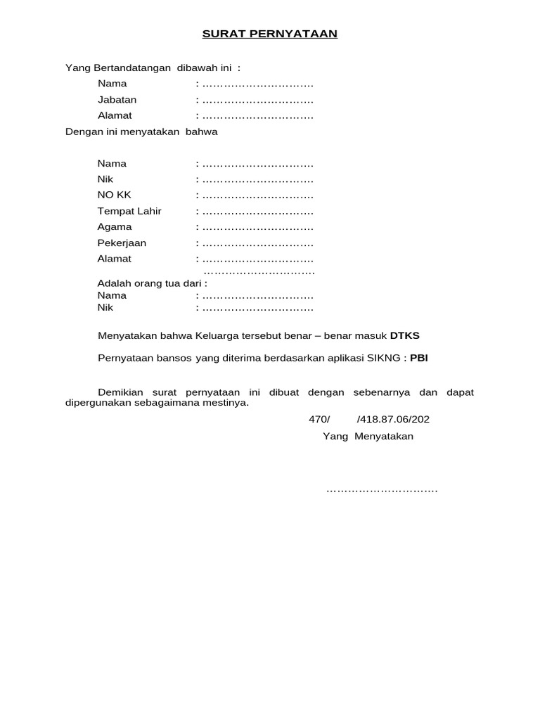 pernyataan dtks | PDF