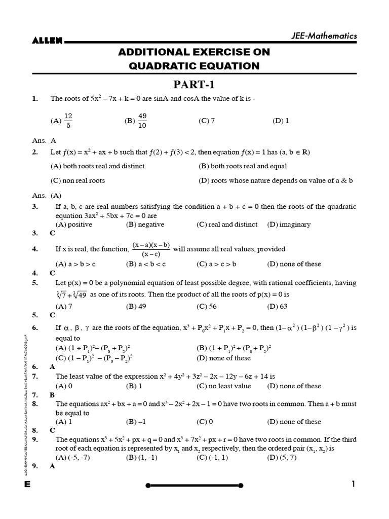 0dac51e8-2efe-4a36-ab19-4ab5f481da68 | PDF | Quadratic Equation | Equations