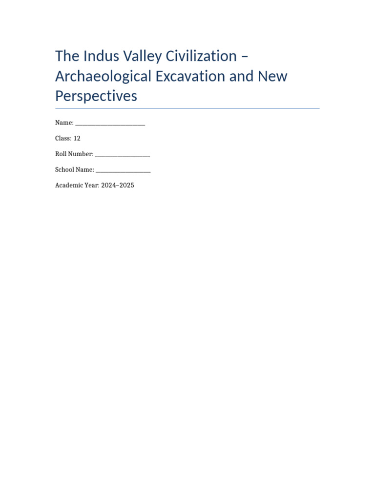 Indus Valley Civilization Project Class 12 | PDF