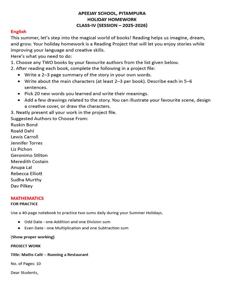 Class 4 Holiday Homework Compressed 2025 05-24-083535 | PDF | Camouflage