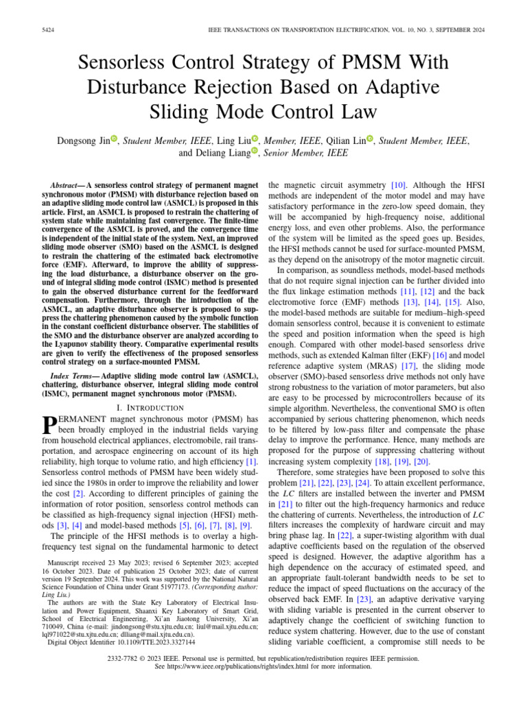 5.Sensorless Control Strategy of PMSM With Disturbance Rejection Based on Adaptive Sliding Mode ...