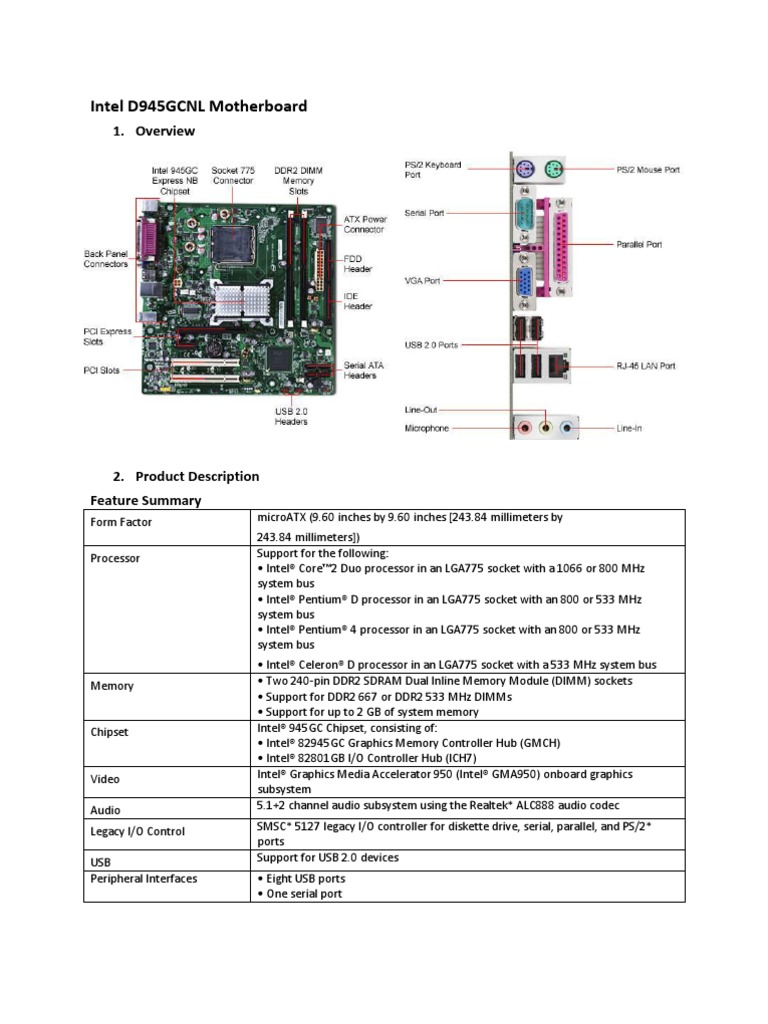 Intel D945GCNL Motherboard | Usb | Office Equipment