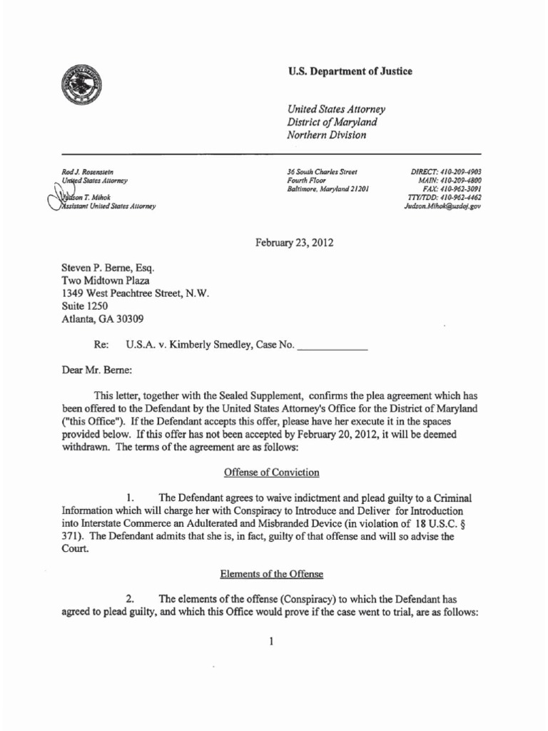 Kimberly Smedley Plea Agreement | PDF | Foreign Language Studies