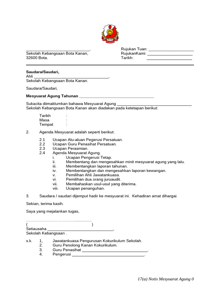 17 (A) Notis Mesyuarat Agung 0 | PDF