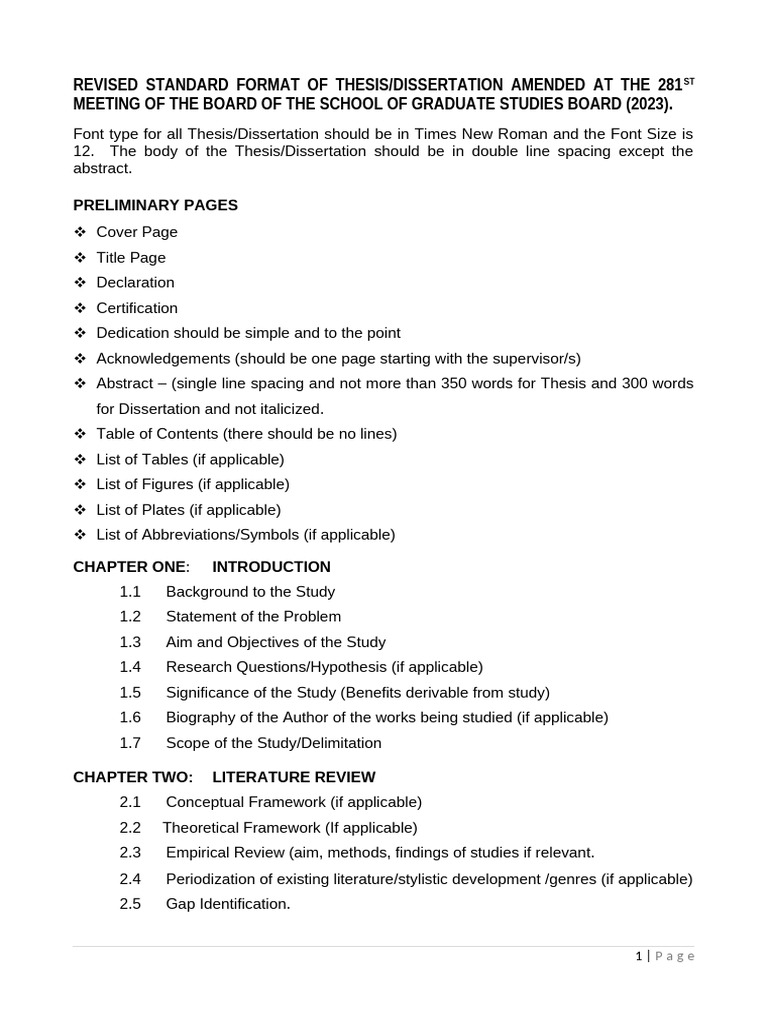 Revised SGS Standardized Format For Thesis & Dissertation at 281st ...