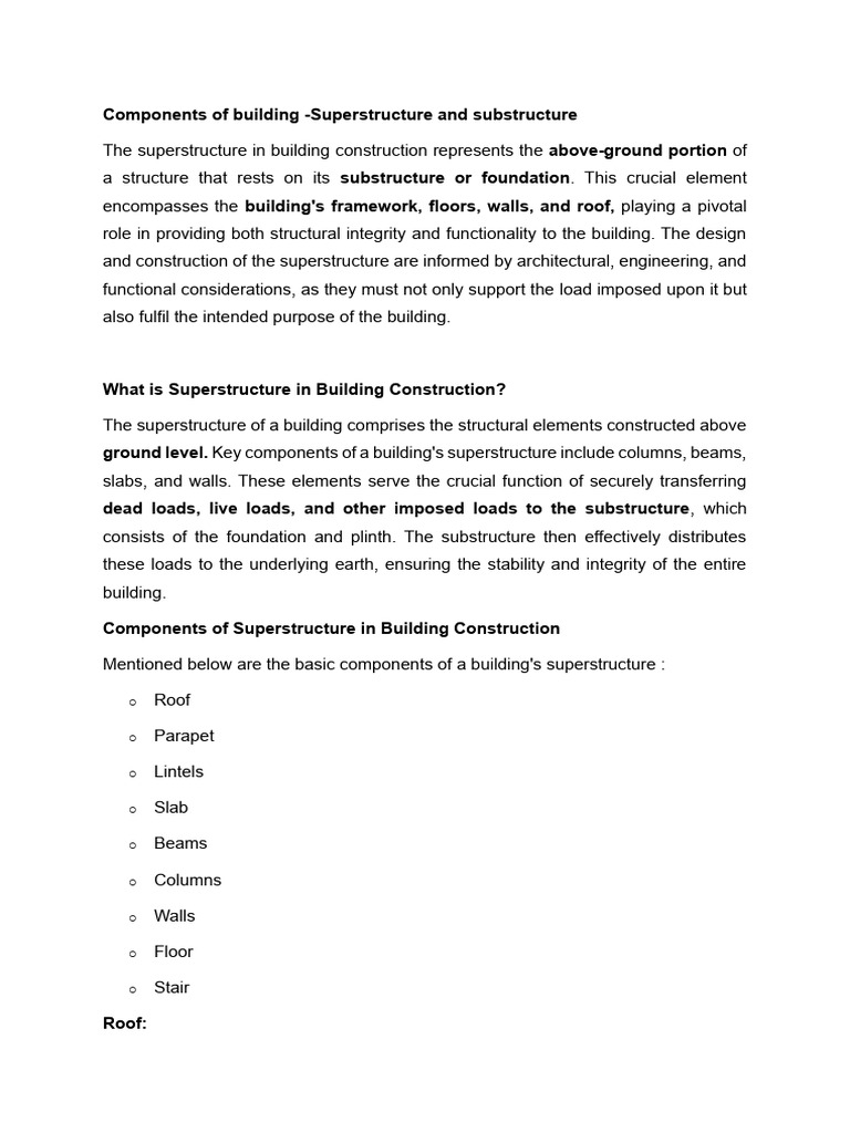 Components of Building | PDF | Foundation (Engineering) | Roof