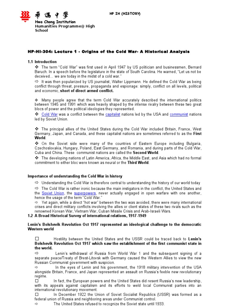 Origins of Cold War | PDF | Cold War | Soviet Union