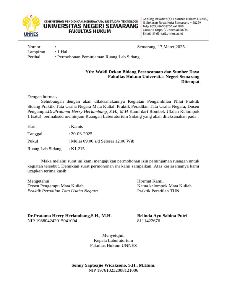 Form Peminjaman Ruang Sidang 20 | PDF