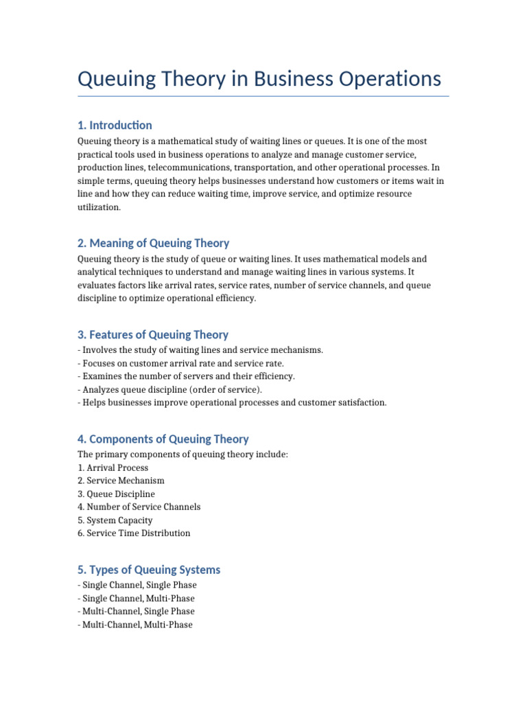 Queuing Theory Business Operations | PDF | Applied Mathematics