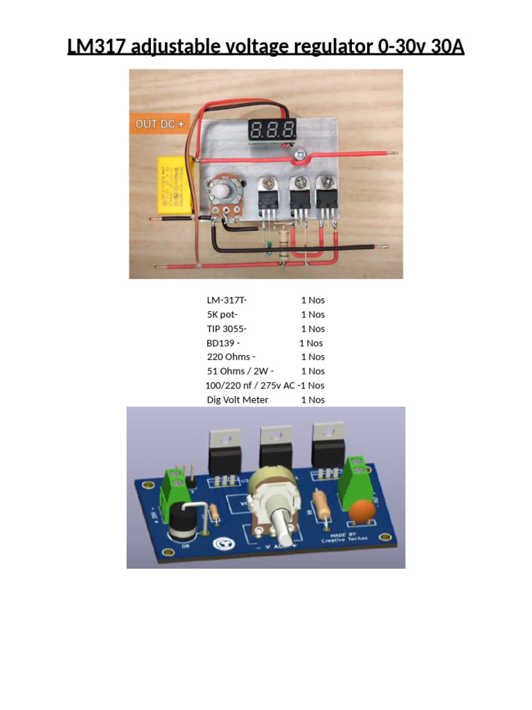 LM317 Adjustable Voltage Regulator 0 | PDF