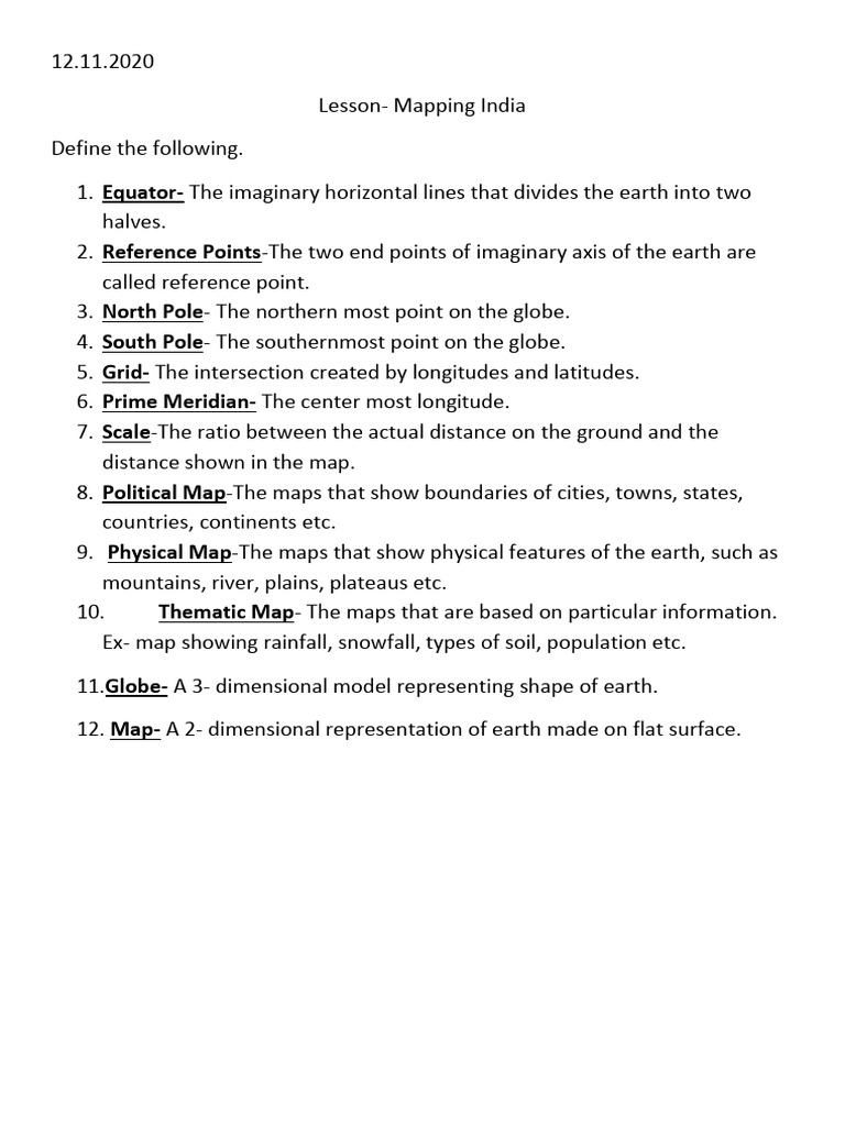 Mapping India Define The Following | PDF