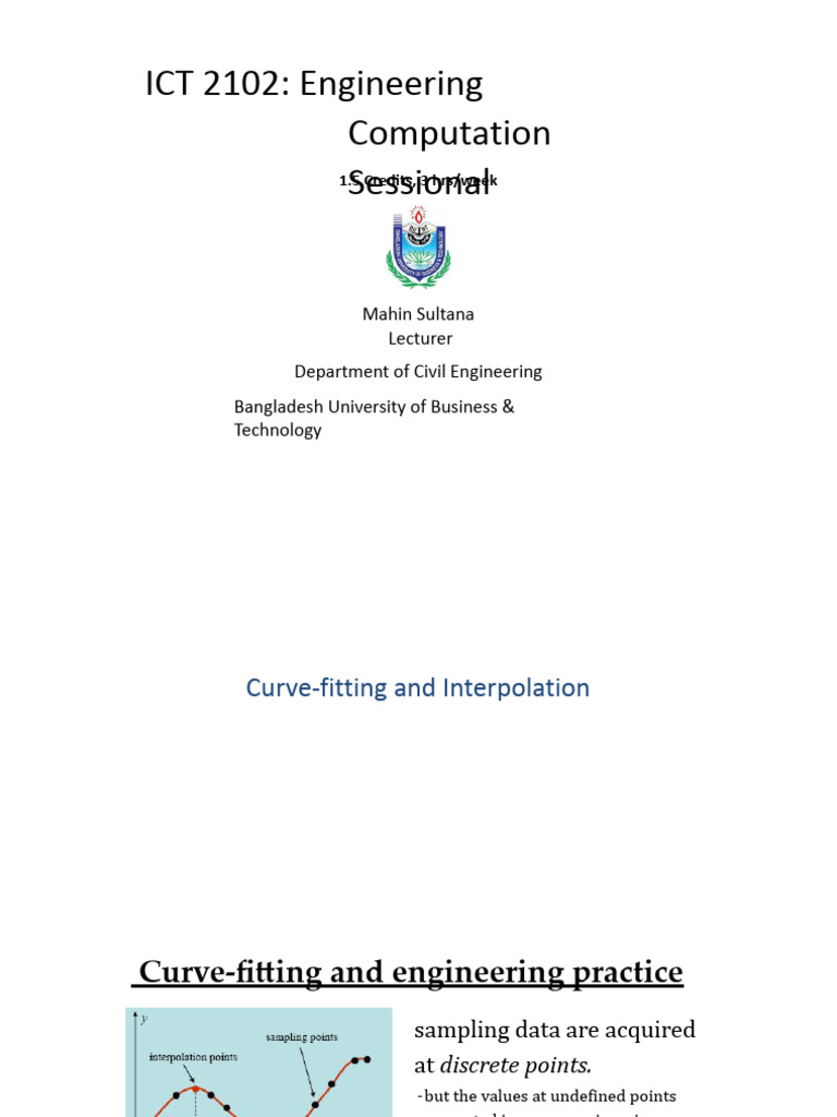 ICT 2102-Curve-Fitting and Interpolation | PDF | Least Squares | Regression Analysis