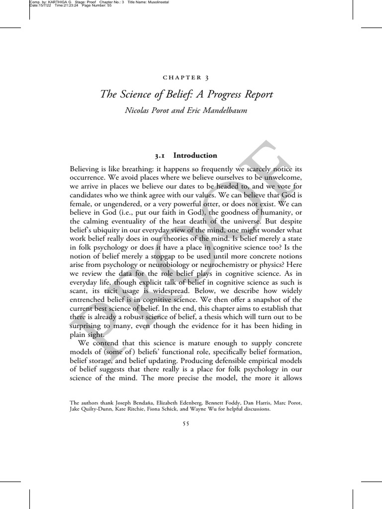 Mandelbaum-2021-Science of Belief | PDF | Theory Of Mind | Reward System