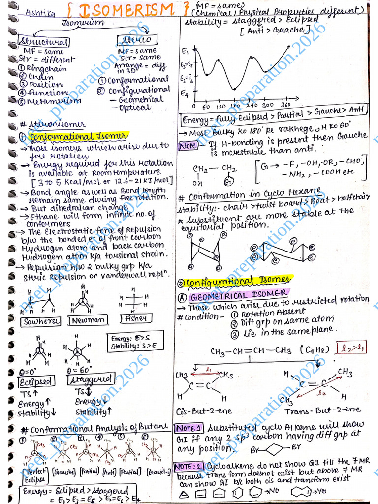 Isomerism Short Notes @neetpreparation2026 | PDF