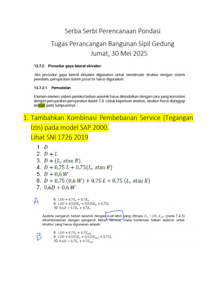 Serba Serbi Perencanaan Pondasi Tugas PBS 2025 | PDF