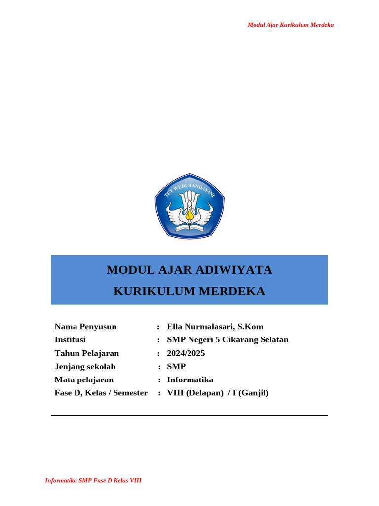 Modul Ajar TIK Kelas 8 Kurikulum Merdeka | PDF