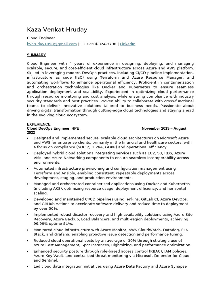 Kaza Venkat Hruday | PDF | Cloud Computing | Microsoft Azure