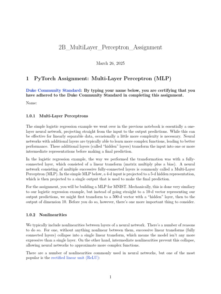 2B MultiLayer Perceptron Assignment | PDF | Machine Learning | Applied ...