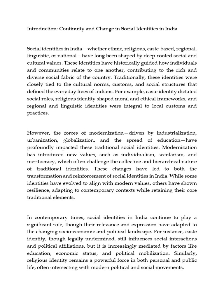 Continuity and Change Social Identities | PDF | Identity (Social ...