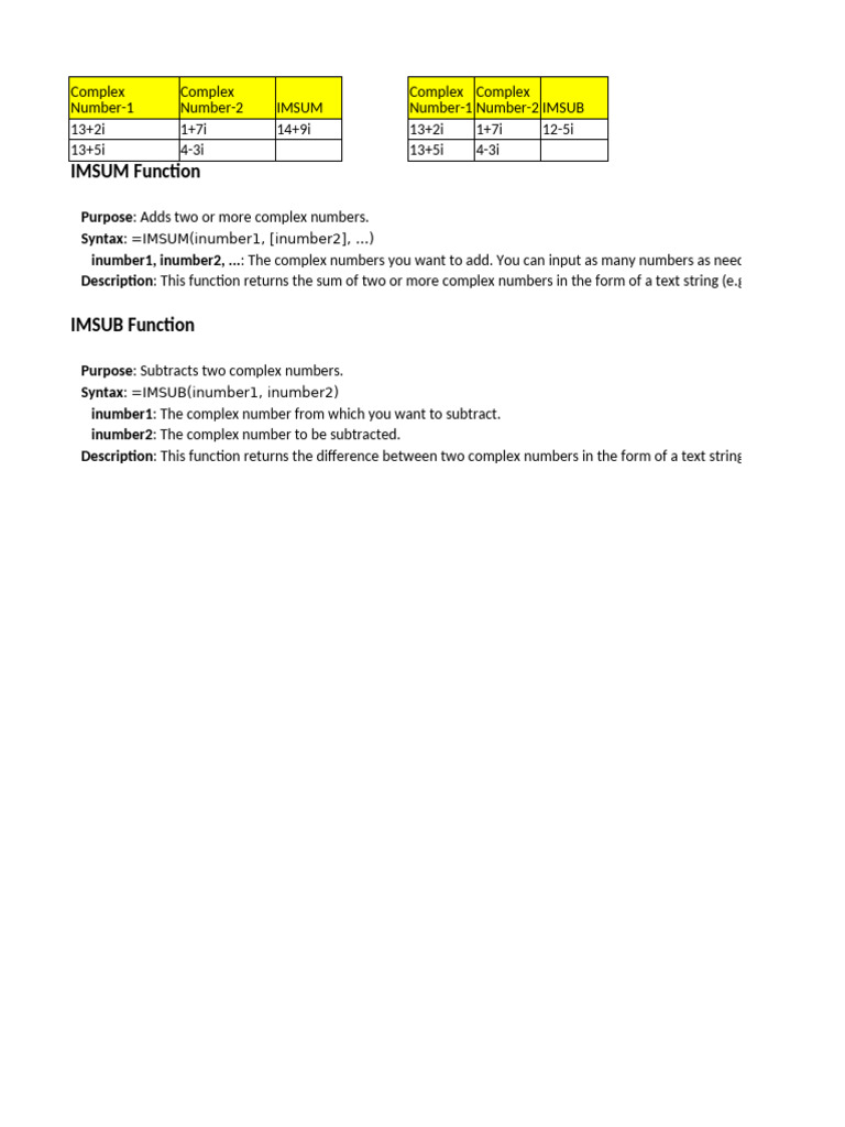E5.11 Imsum Vs Imsub - For Complex Data | PDF