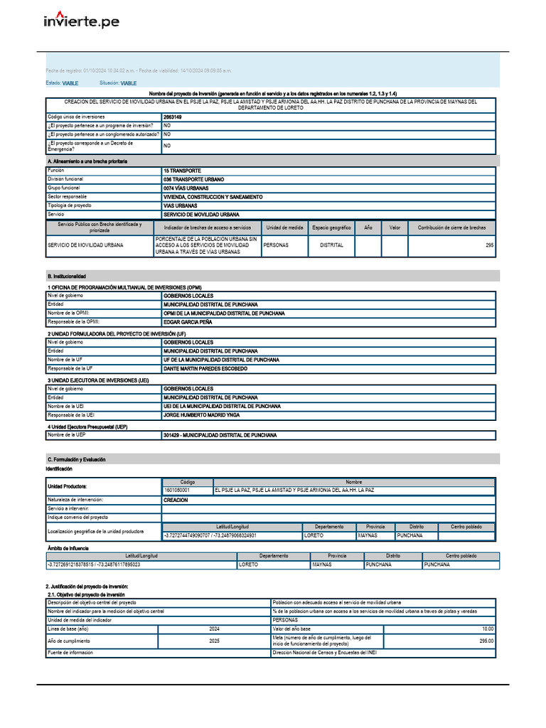 FORMATO 07A-CUI2663149 MEJ CA LA PAZ | PDF | Economias