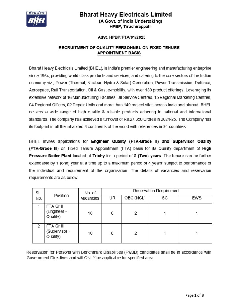 BHEL Recruitment 2025 Notification Form | PDF | Nondestructive Testing