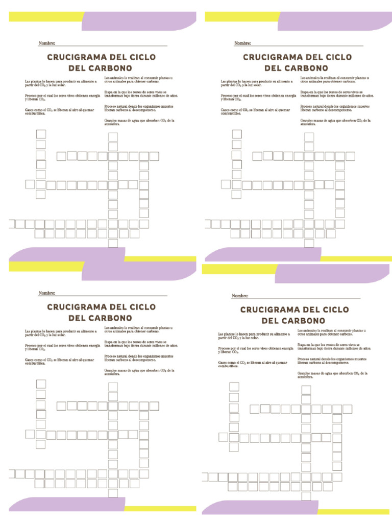 Crucigrama Sobre El Ciclo Del Carbono | PDF