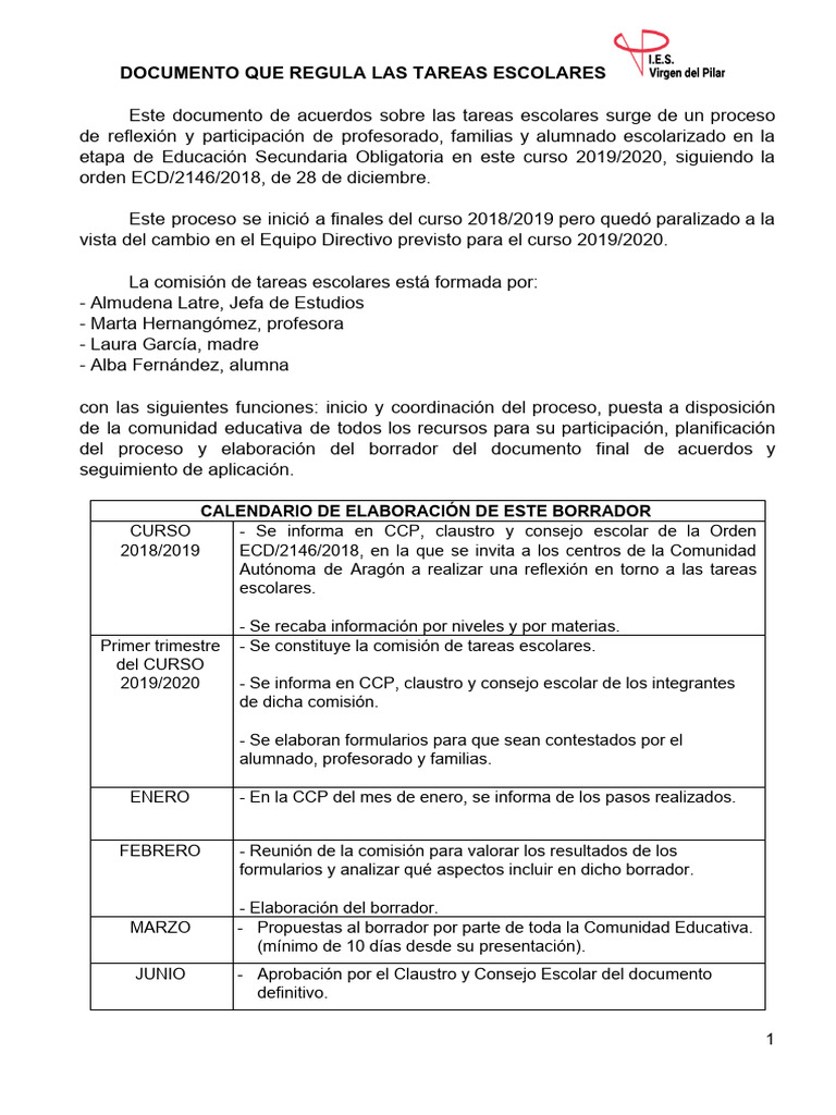 DOCUMENTO SOBRE Tareas Escolares | PDF | Maestros | Salón de clases
